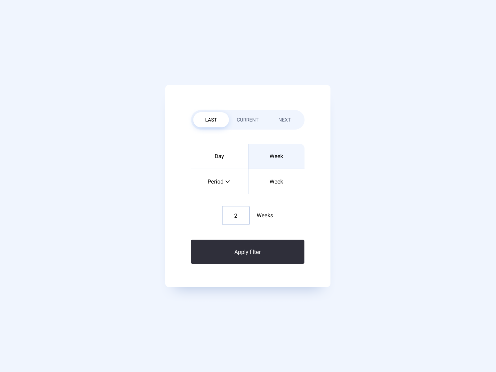 UI Design Daily Date Filter