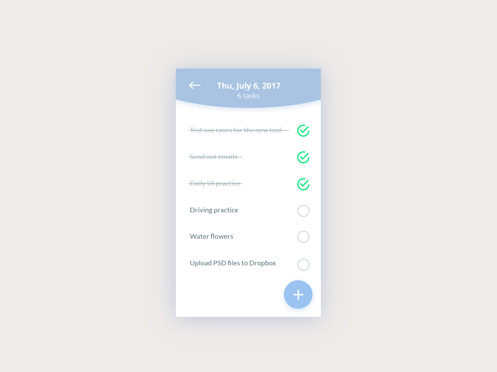UI Design Daily To Do List